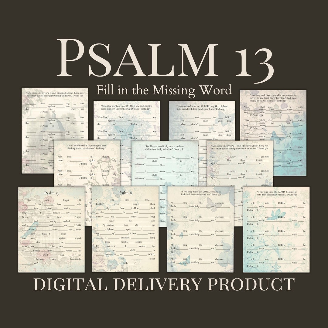 Psalm 13 Bible Study Tool, Fill in the Blank, Printable Worksheet ...
