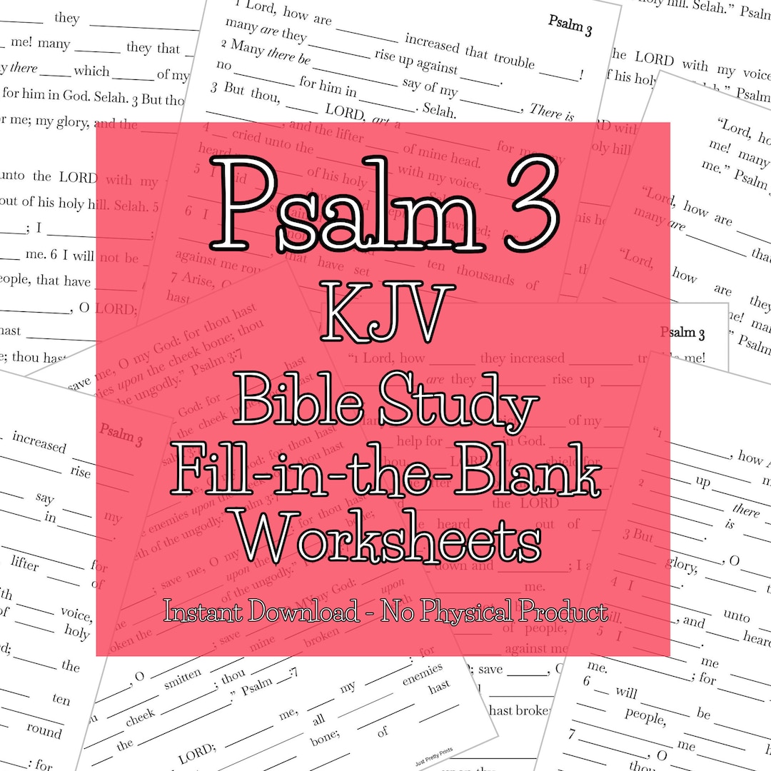 Psalm 3 Bible Study, Printable Worksheet, Bible Activity, Bible Study ...