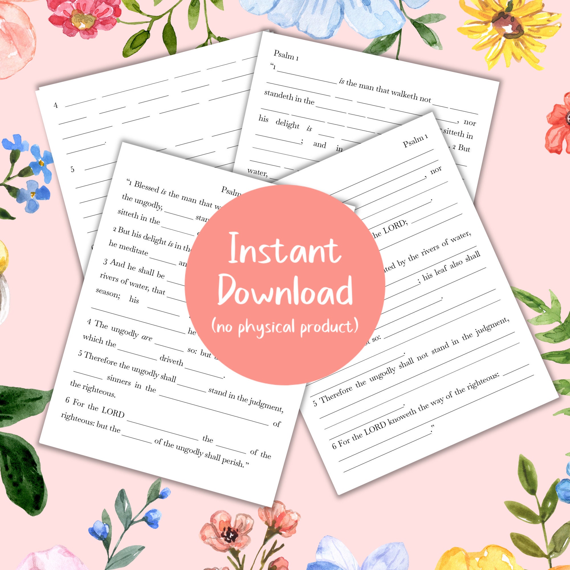 Psalm 1 Worksheet, Bible Study Printable, Bible Study Tool, Bible ...