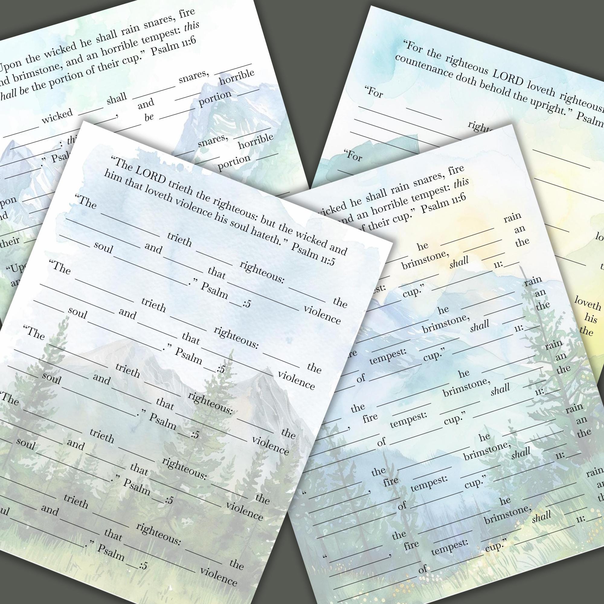 Printable Worksheets, Psalm 11, Bible Study Tool, Memory Verse Aid ...