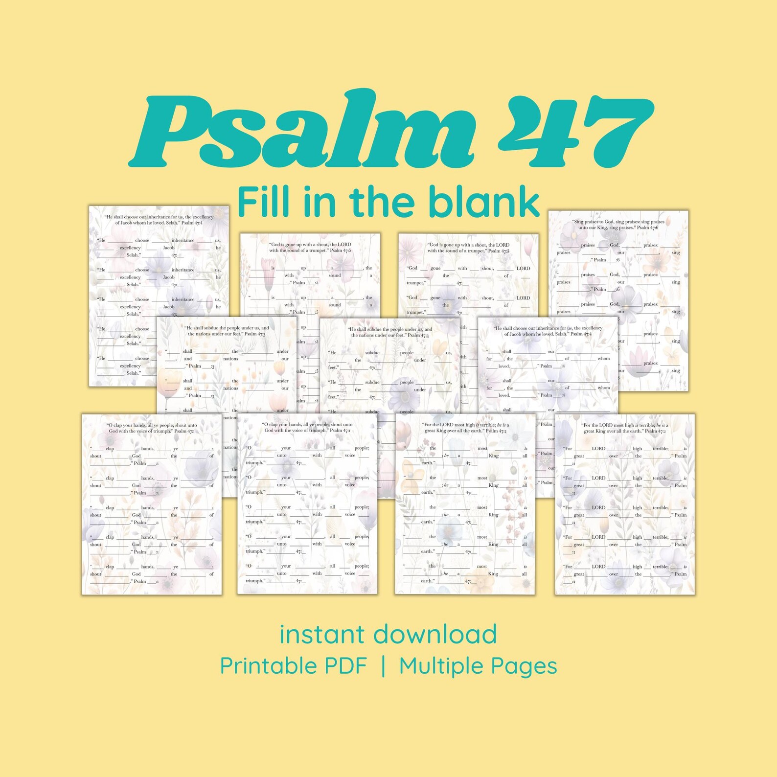 Psalm 47 Bible Study, Printable Worksheet, Bible Activity, Bible Study ...