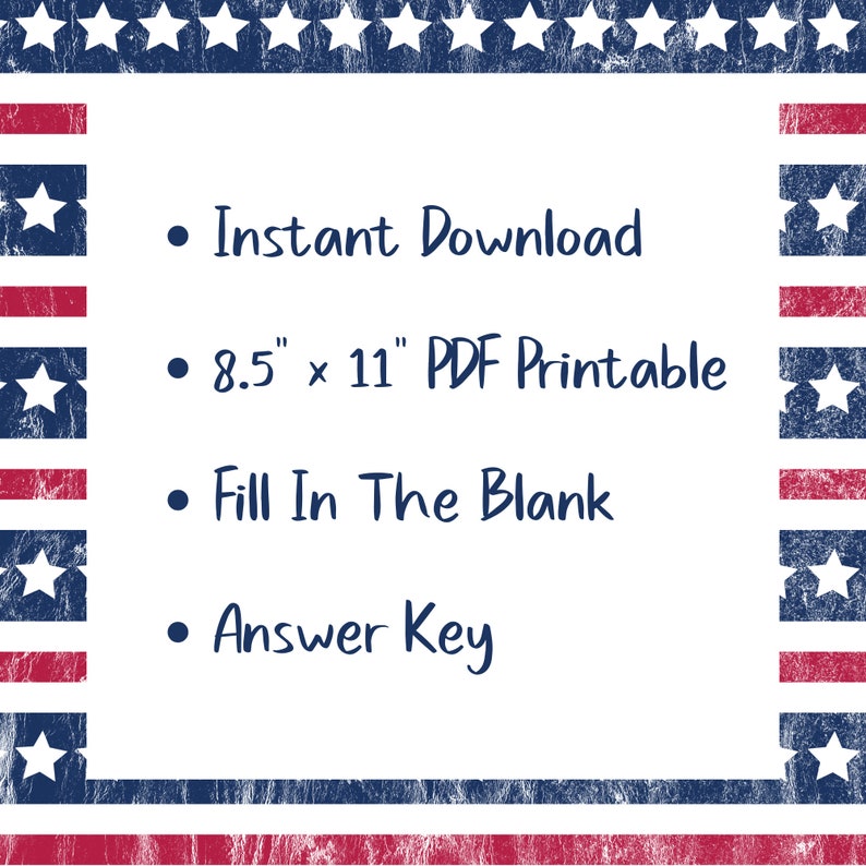 U.S. Constitution Printable Worksheet, Fill-in-the-blank Constitution ...