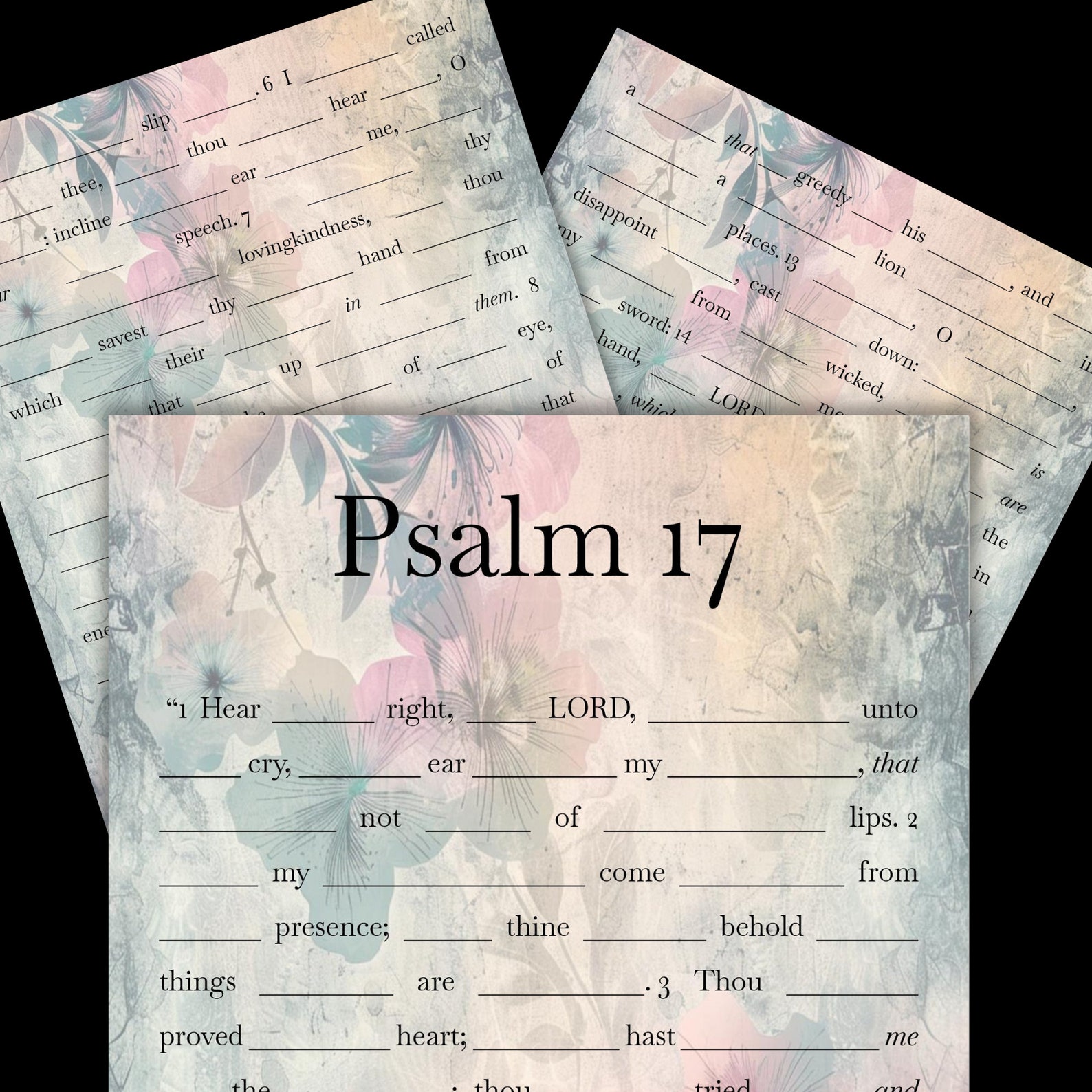 Psalm 17 Bible Study Tool, Fill in the Blank, Printable Worksheet ...