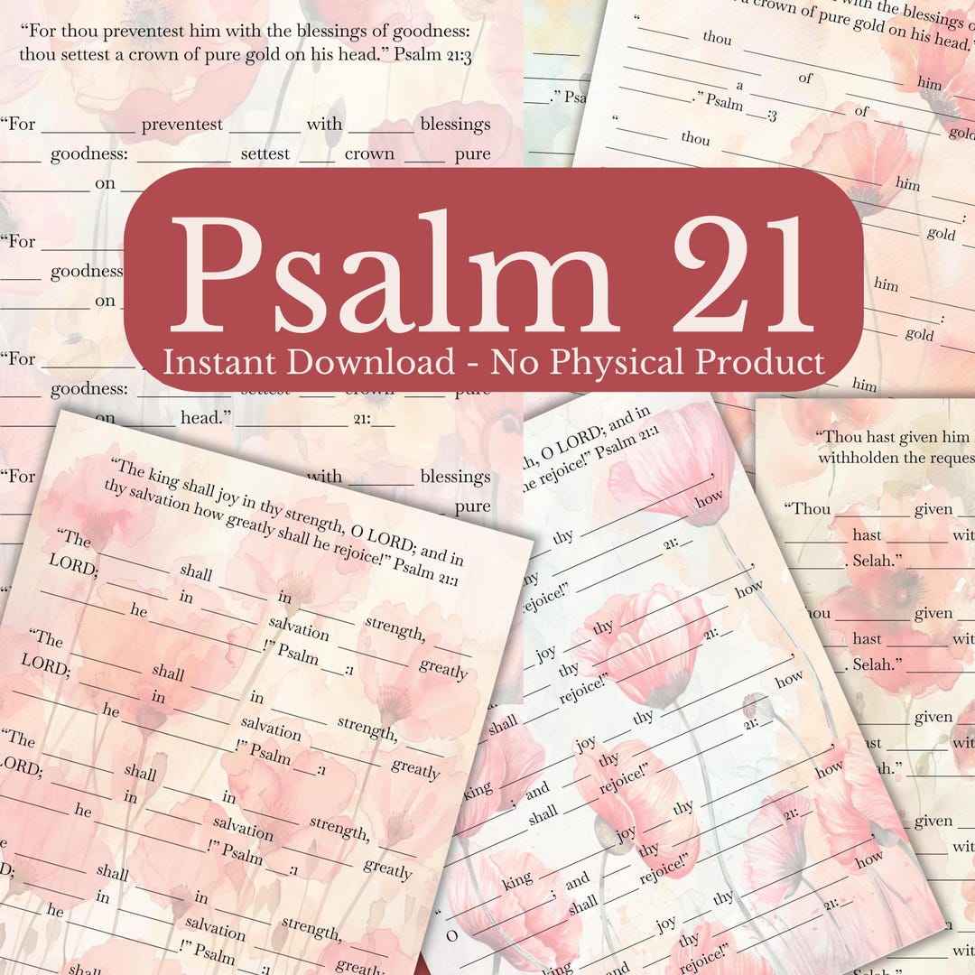 Psalm 21 Bible Study, Printable Worksheet, Bible Activity, Bible Study ...