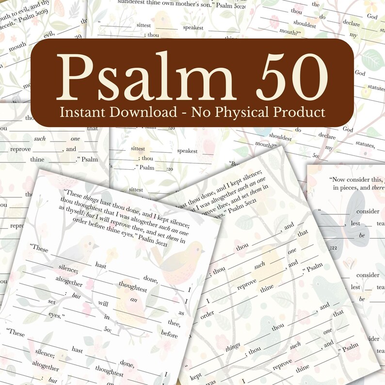 Psalm 50 Bible Study, Printable Worksheet, Bible Study Tool, Fill in ...