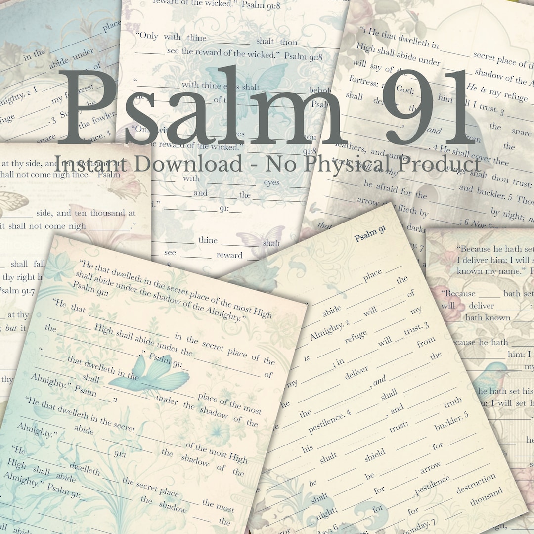 Psalm 91 Bible Study, Printable Worksheet, Bible Activity, Bible Study ...