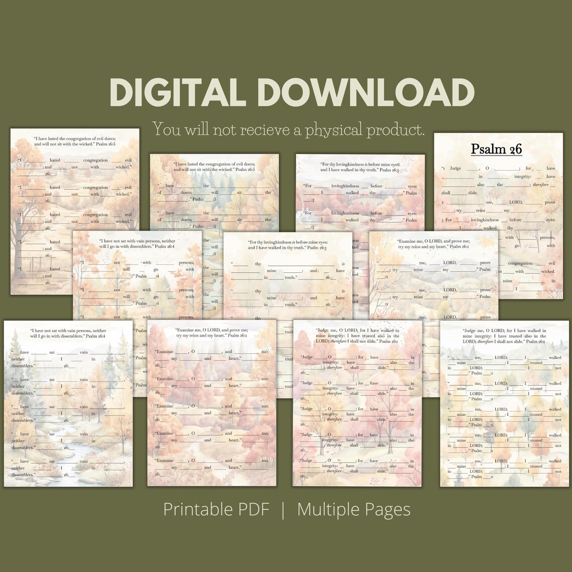 Psalm 26 Bible Study, Printable Worksheet, Bible Activity, Bible Study ...