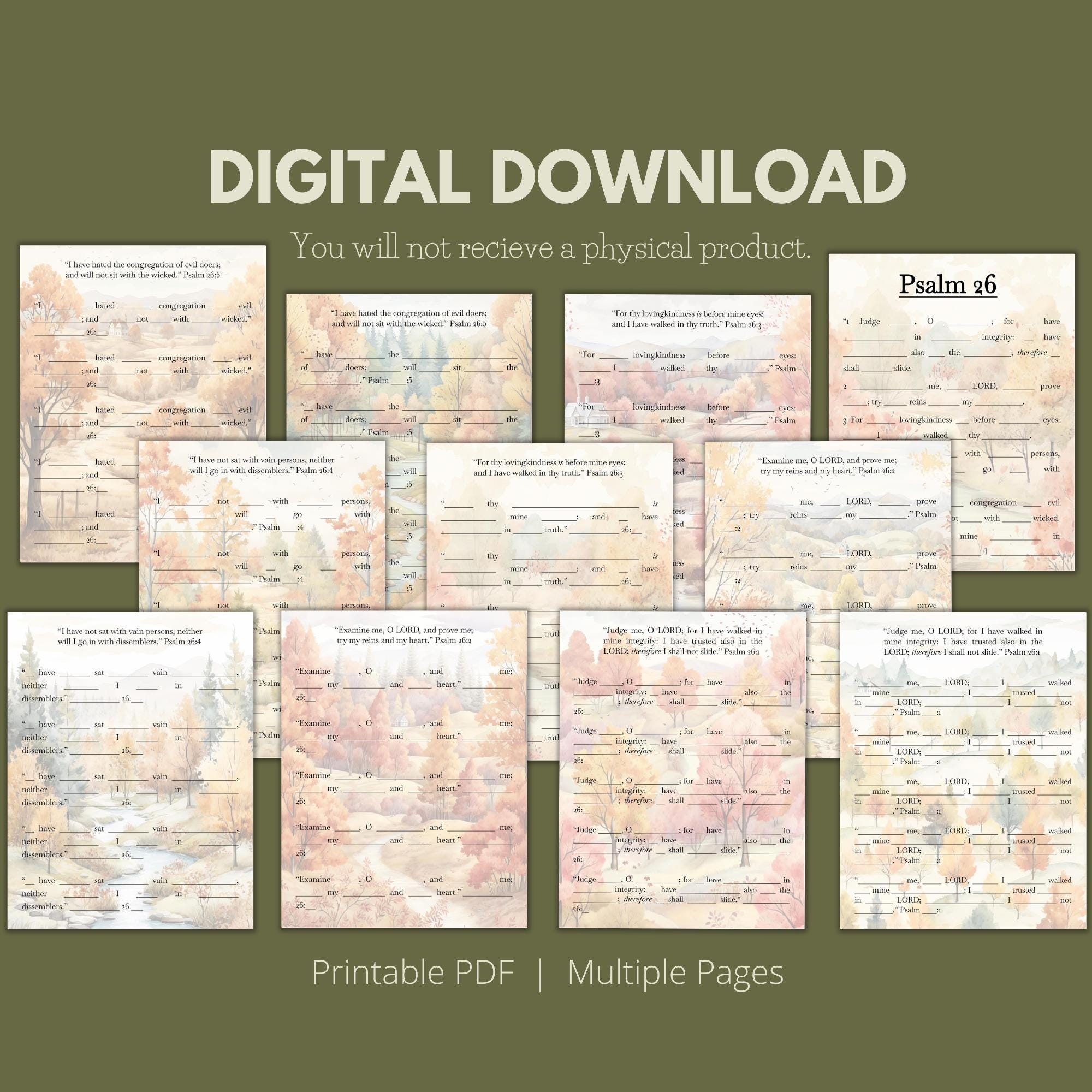 Psalm 26 Bible Study, Printable Worksheet, Bible Activity, Bible Study ...