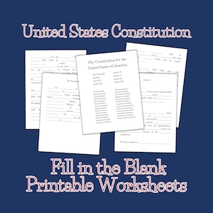 U.S. Constitution Printable Worksheet, Fill-in-the-blank Constitution ...