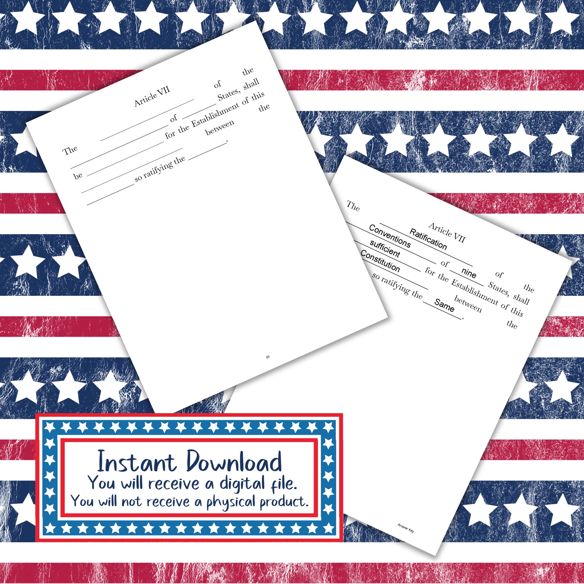 U.S. Constitution Printable Worksheet, Fill-in-the-blank Constitution ...