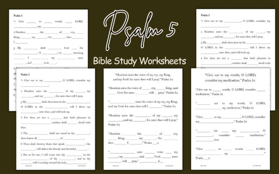 Psalm 5 Bible Study Worksheet, KJV Fill-in-blank (printable) - Etsy ...