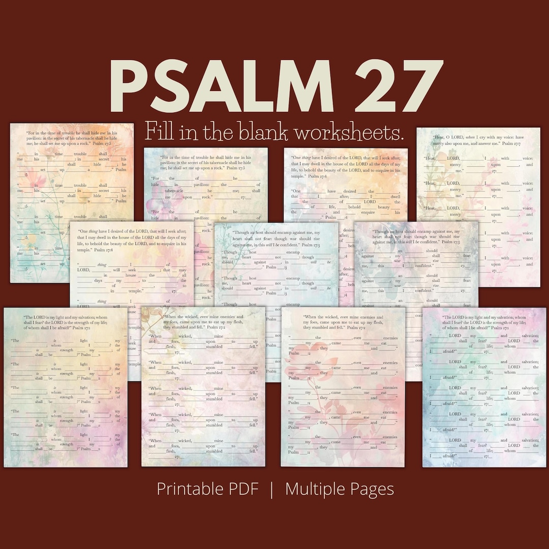 Printable Worksheets, Psalm 27, Bible Study Tool, Memory Verse Aid ...