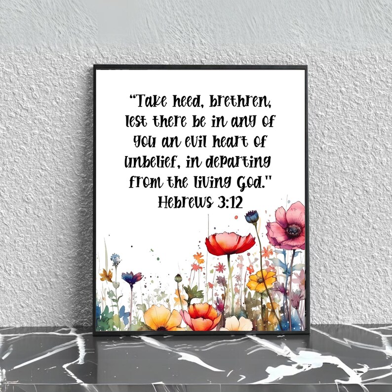 Bible Verse Wall Art, Hebrews 3:12, 16" X 20", Scripture Print, Faith ...