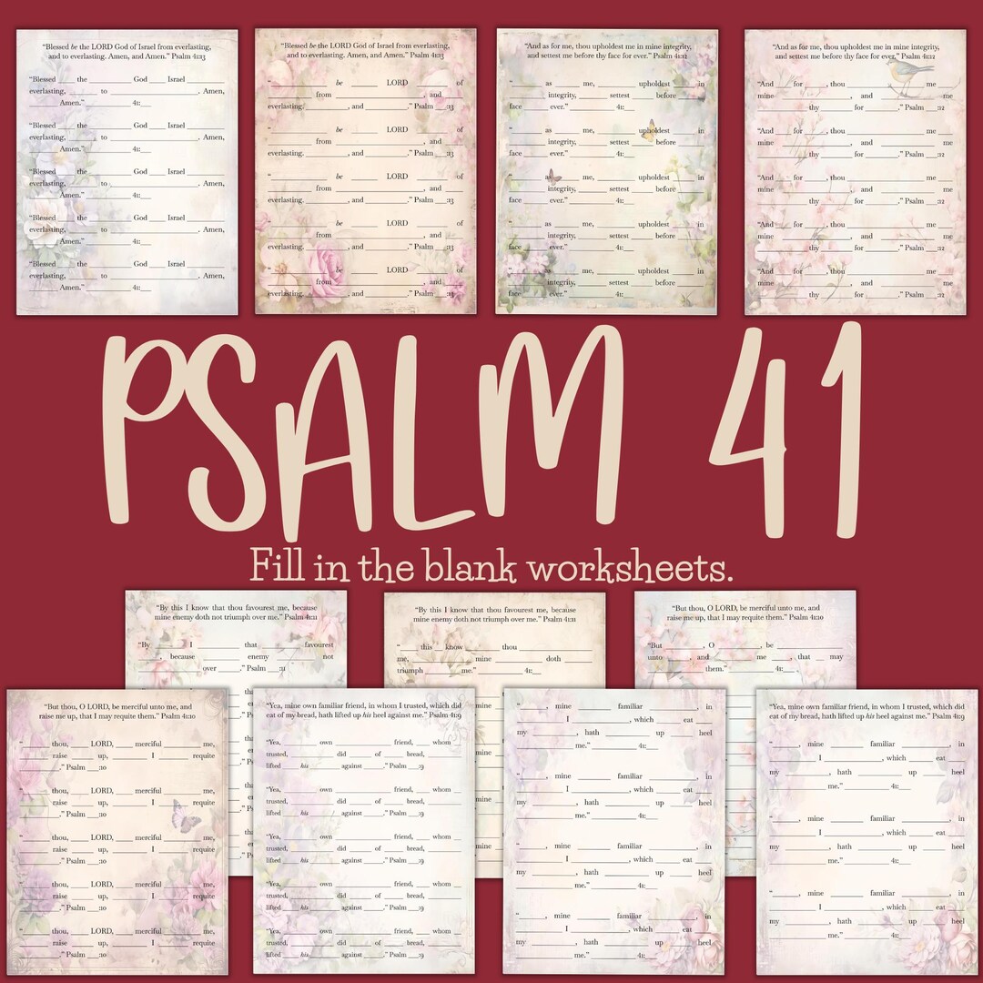 Psalm 41 Fill-in-the-blank Bible Study Worksheet King James Version ...