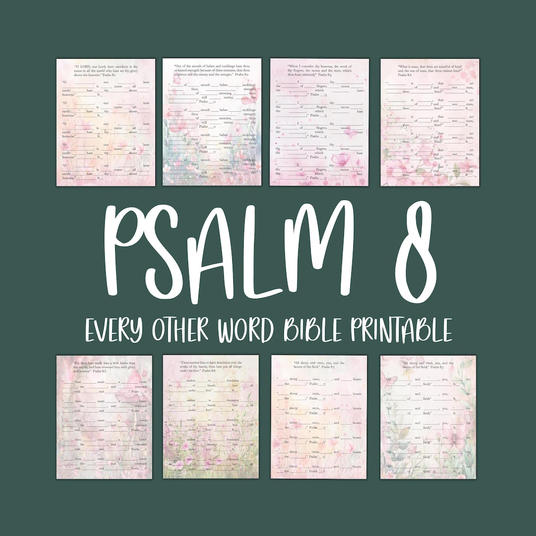 Psalm 8 Bible Study Printable Worksheets Fill in the Blank - Etsy