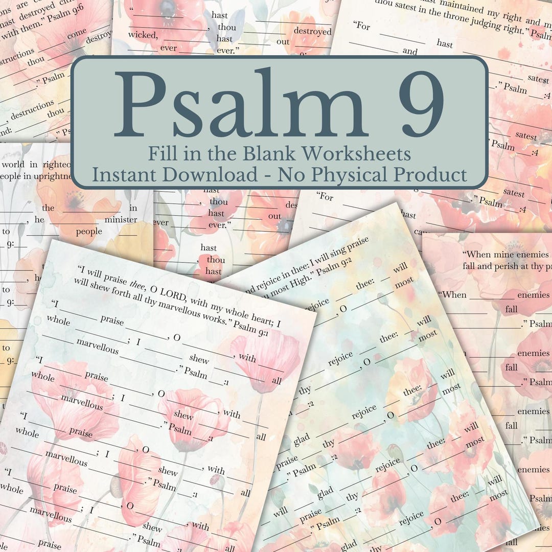 Psalm 9 Bible Study, Printable Worksheet, Bible Activity, Bible Study ...