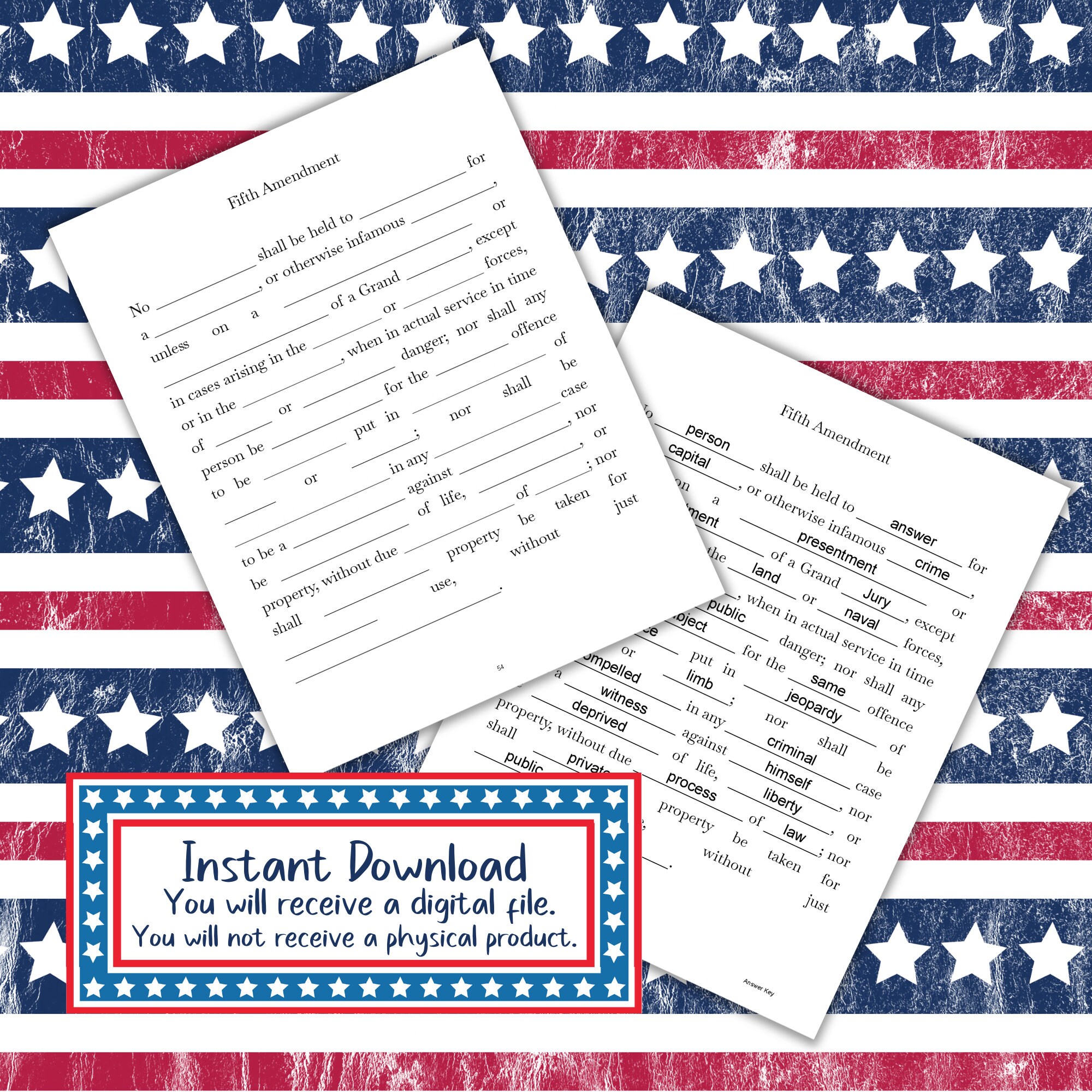 U.S. Constitution Printable Worksheet, Fill-in-the-blank Constitution ...