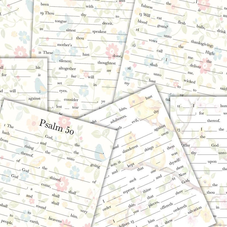 Psalm 50 Bible Study, Printable Worksheet, Bible Study Tool, Fill in ...