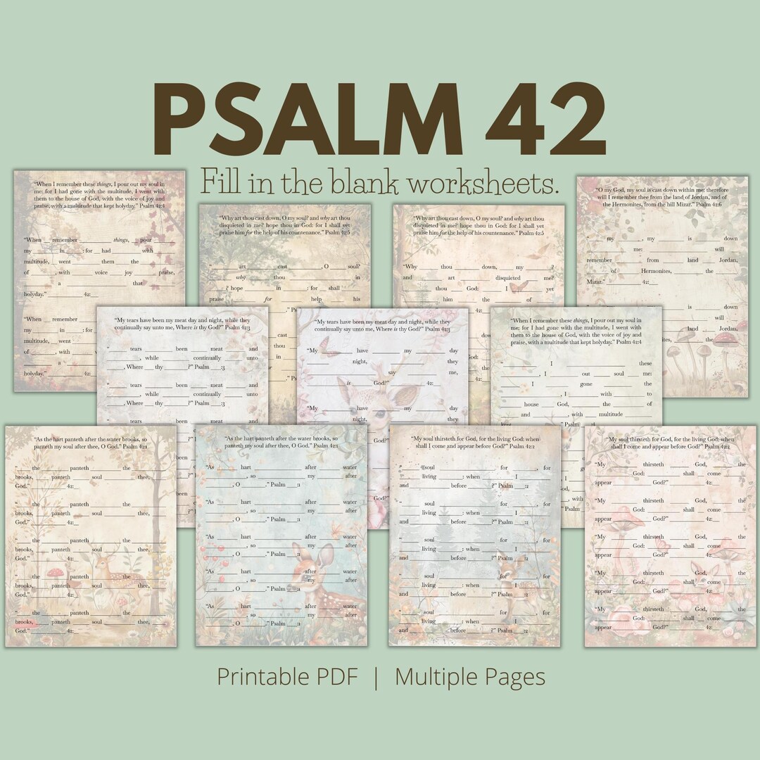Psalm 42 Bible Study, Printable Worksheet, Bible Activity, Bible Study ...