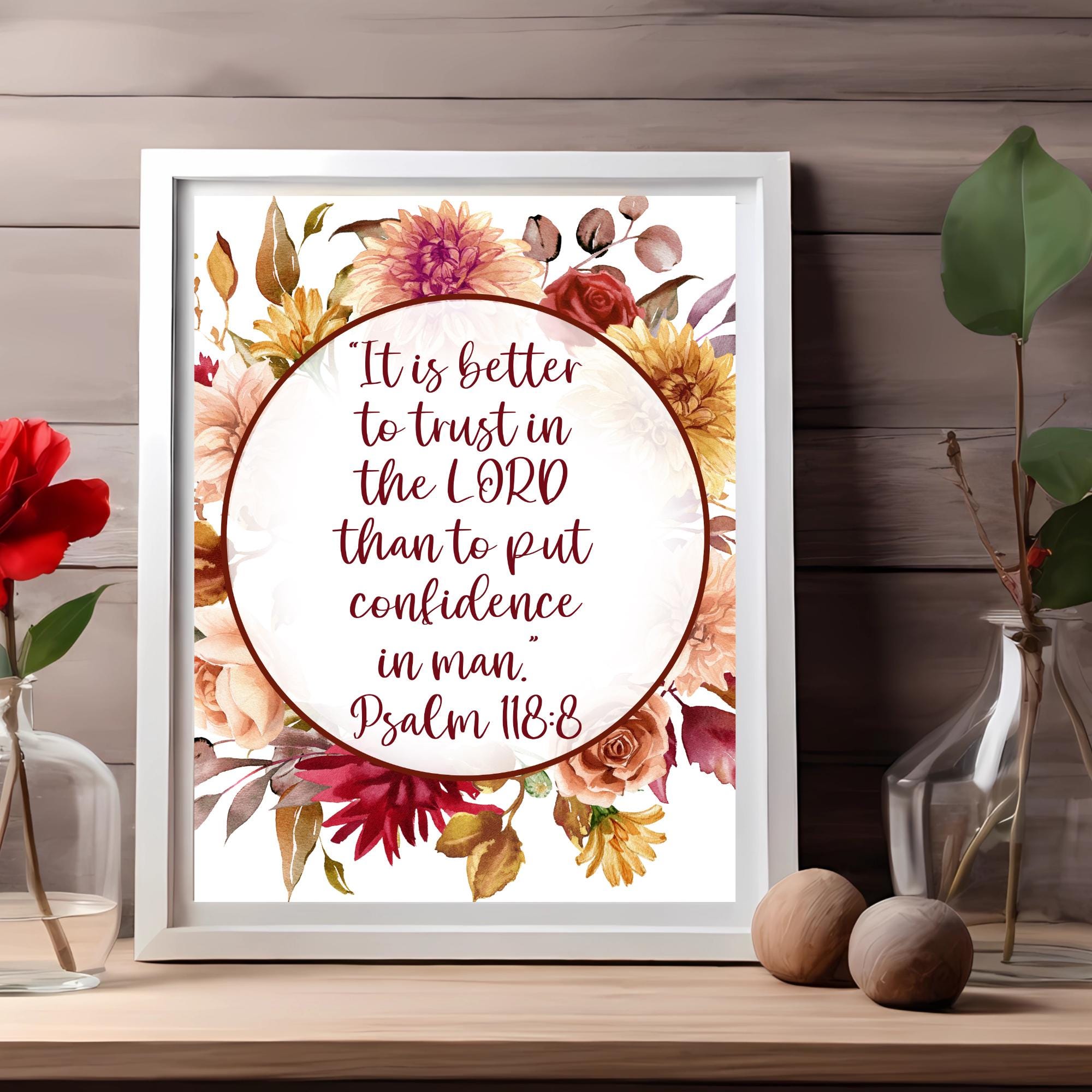 Psalm 118:8 Printable, Bible Verse Wall Art, Fall Art Print, Trust in ...