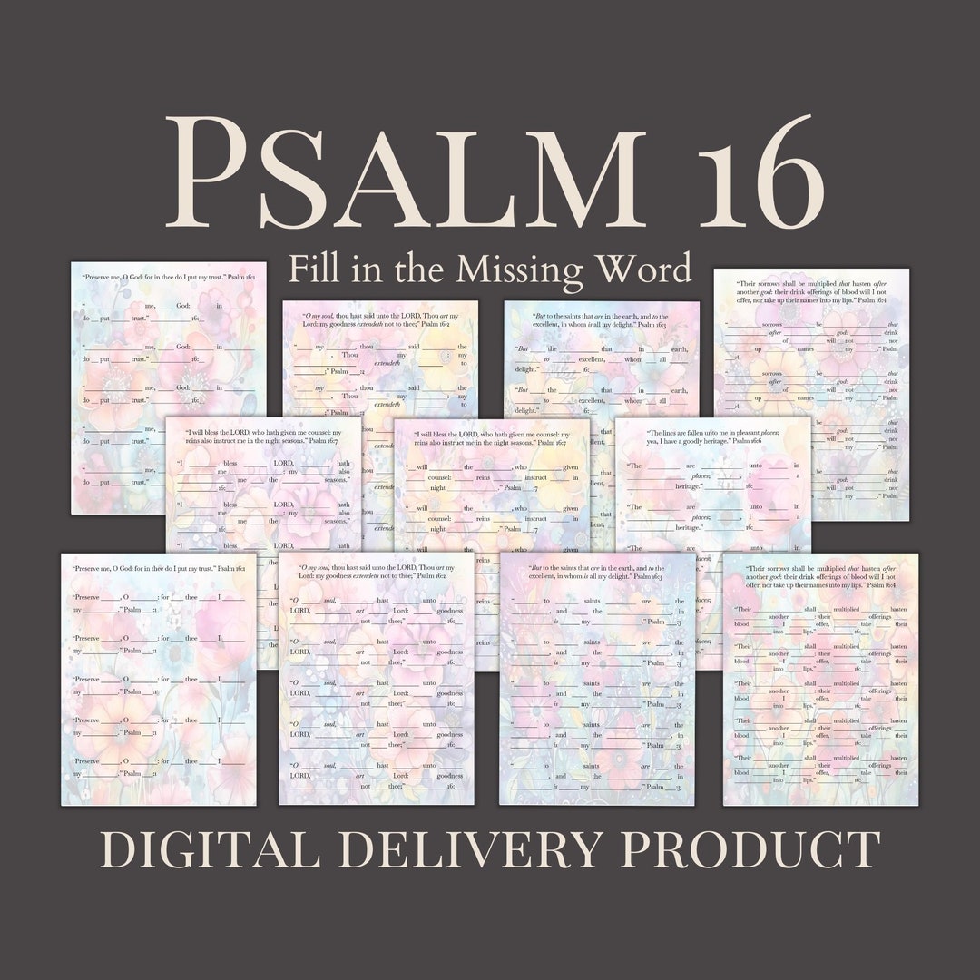 Psalm 16 Bible Study Tool, Fill in the Blank, Printable Worksheet ...