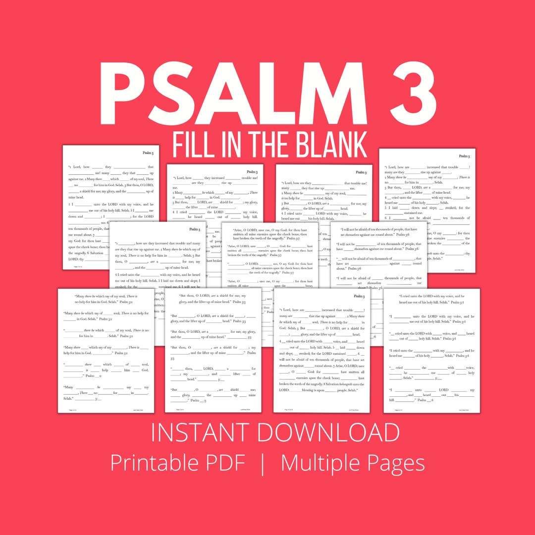 Psalm 3 Bible Study, Printable Worksheet, Bible Activity, Bible Study ...