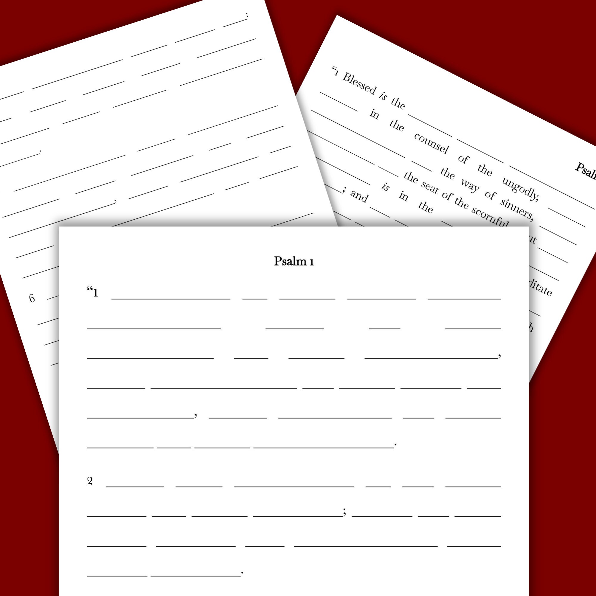 Psalm 1 Worksheet, Bible Study Printable, Bible Study Tool, Bible ...