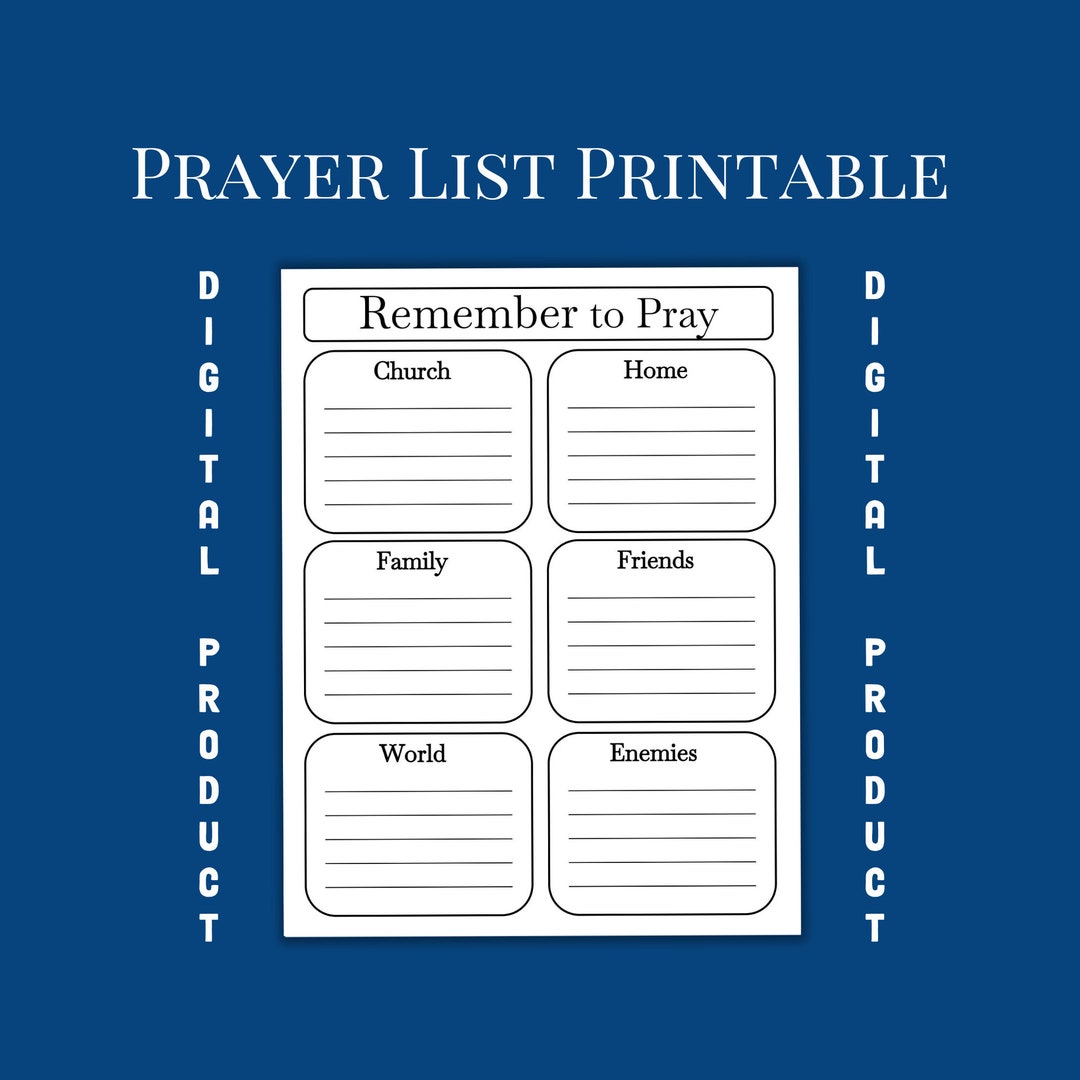 Prayer List, Simple Basic, Remember to Pray - Etsy