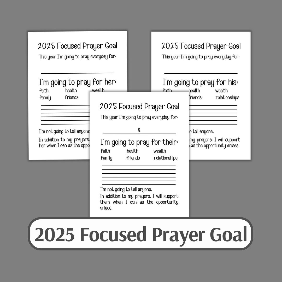 Prayer Focus, Printable Prayer Goal, 2025 Focused Prayer Goal, Pray ...