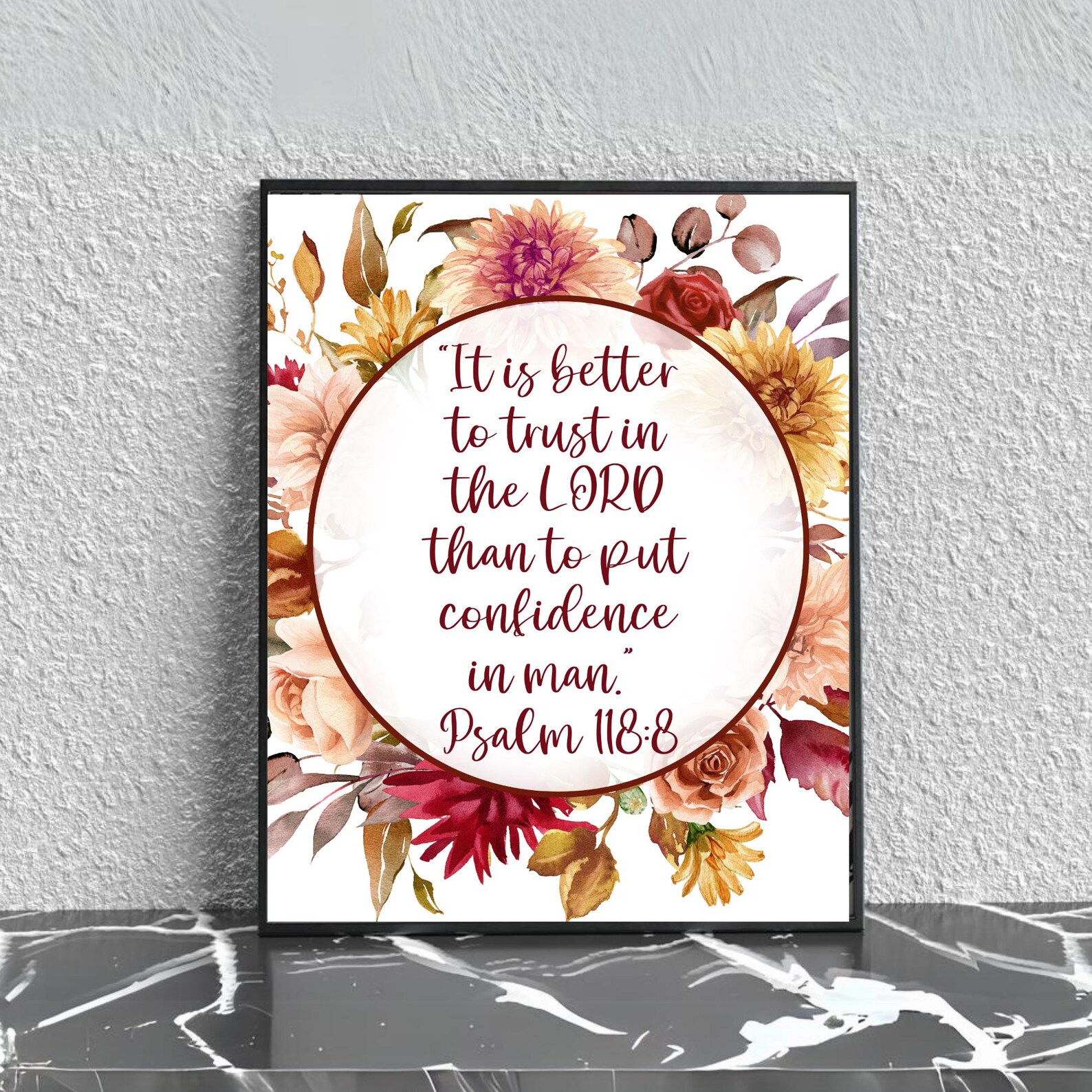 Psalm 118:8 Printable, Bible Verse Wall Art, Fall Art Print, Trust in ...