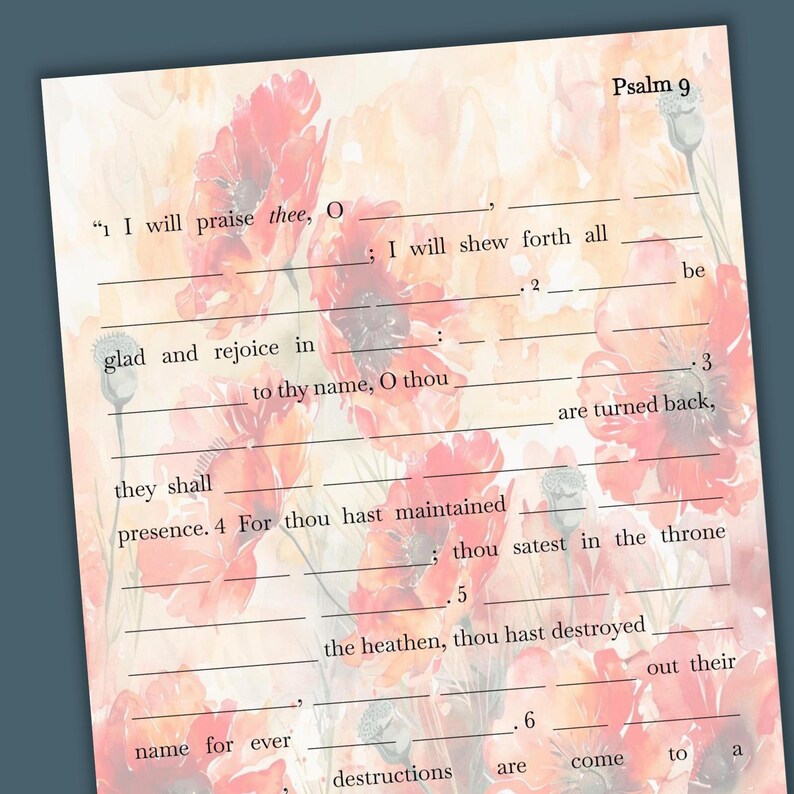 Psalm 9 Bible Study, Printable Worksheet, Bible Activity, Bible Study ...