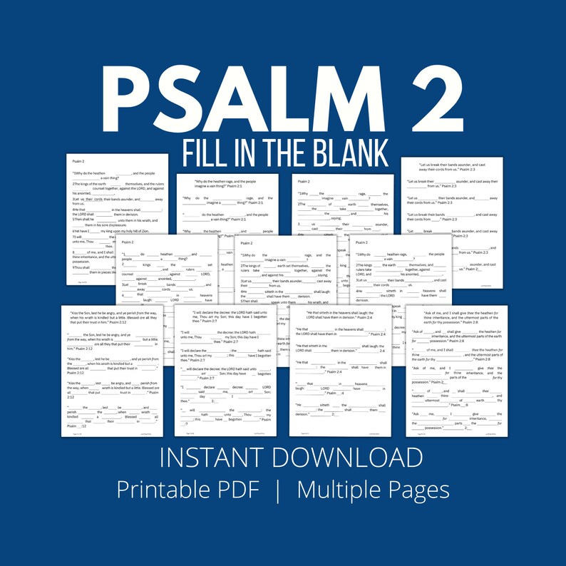 Psalm 2 Bible Study, Printable Worksheet, Bible Activity, Bible Study ...