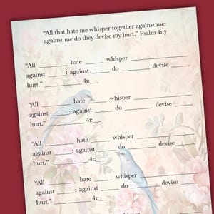 Psalm 41 Fill-in-the-blank Bible Study Worksheet King James Version ...