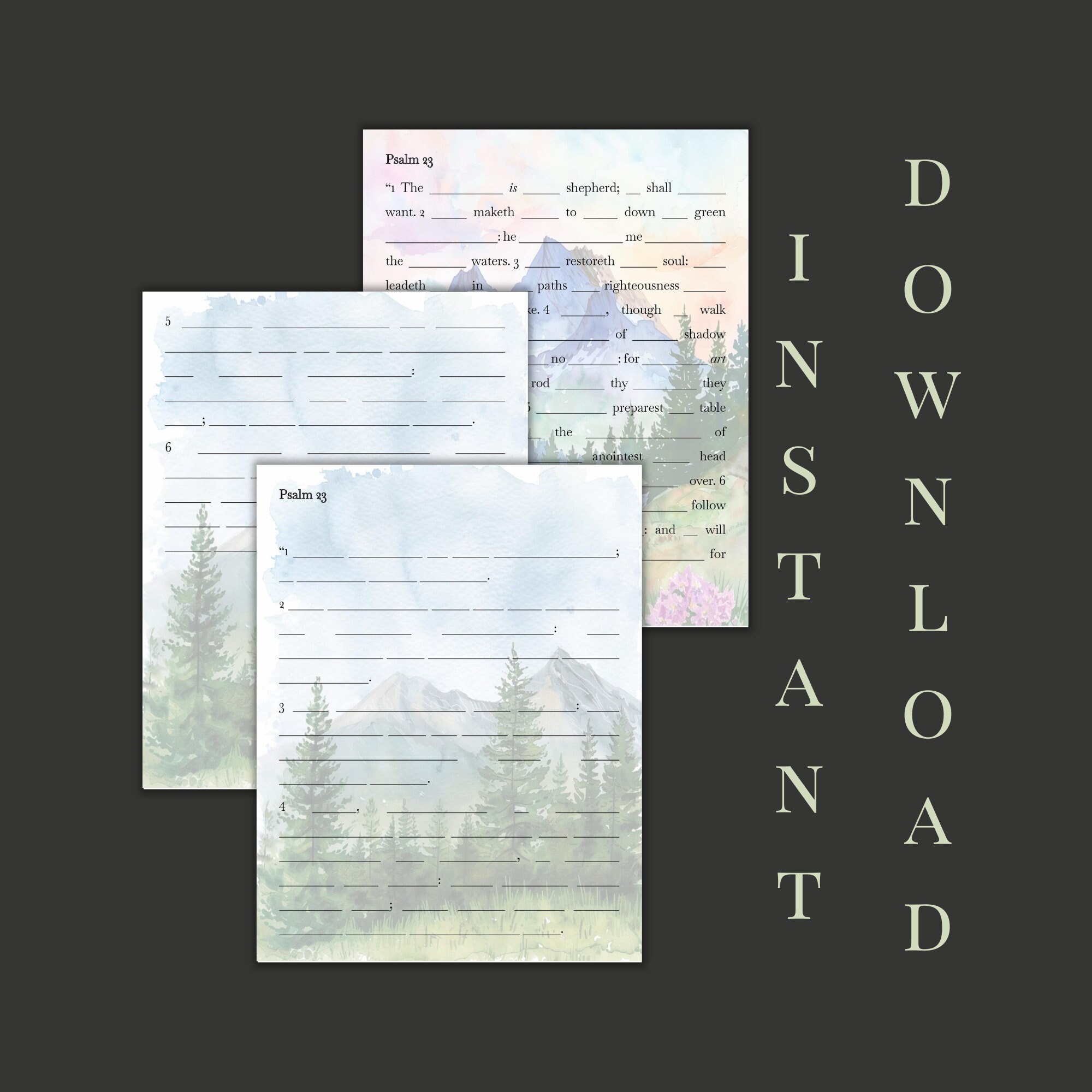 Fill in the Blank, Printable Bible Study Sheet, Psalm 23, Memory Verse ...