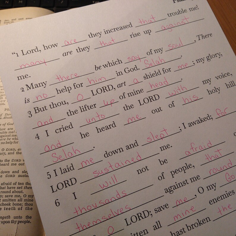 Psalm 3 Bible Study, Printable Worksheet, Bible Activity, Bible Study ...