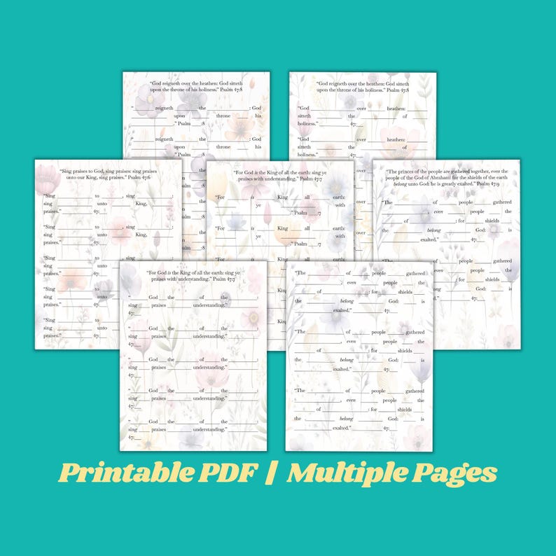 Psalm 47 Bible Study, Printable Worksheet, Bible Activity, Bible Study ...