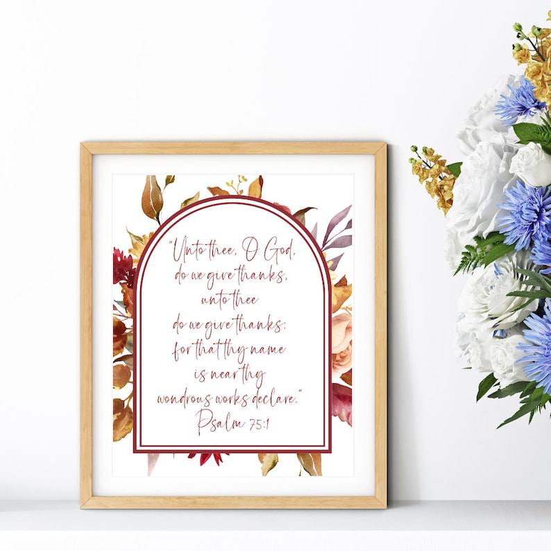 Bible Verse Wall Art, Psalm 75:1, Scripture Wall Art Printable, 8 X 10 ...