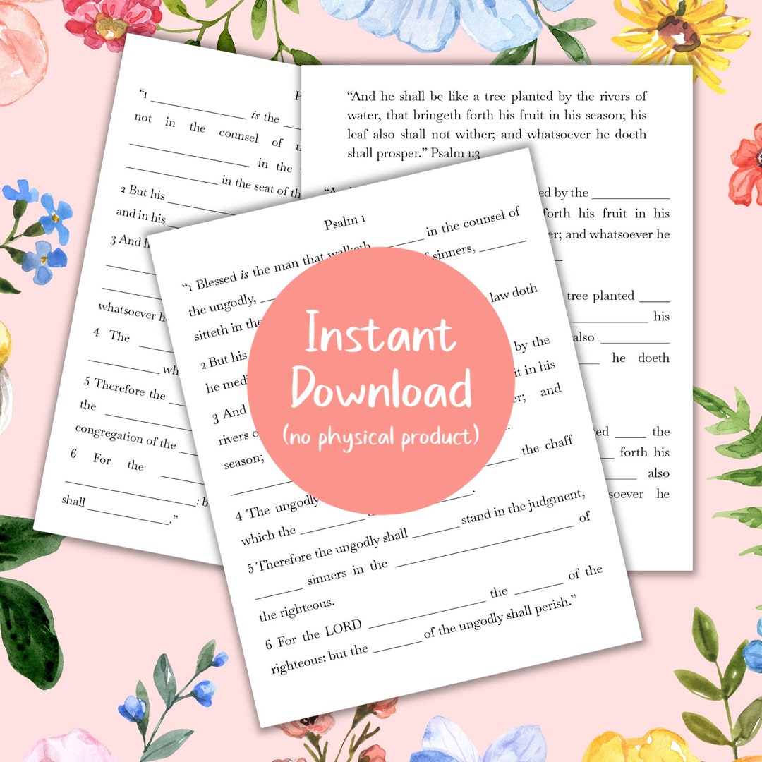 Psalm 1 Worksheet, Bible Study Printable, Bible Study Tool, Bible ...