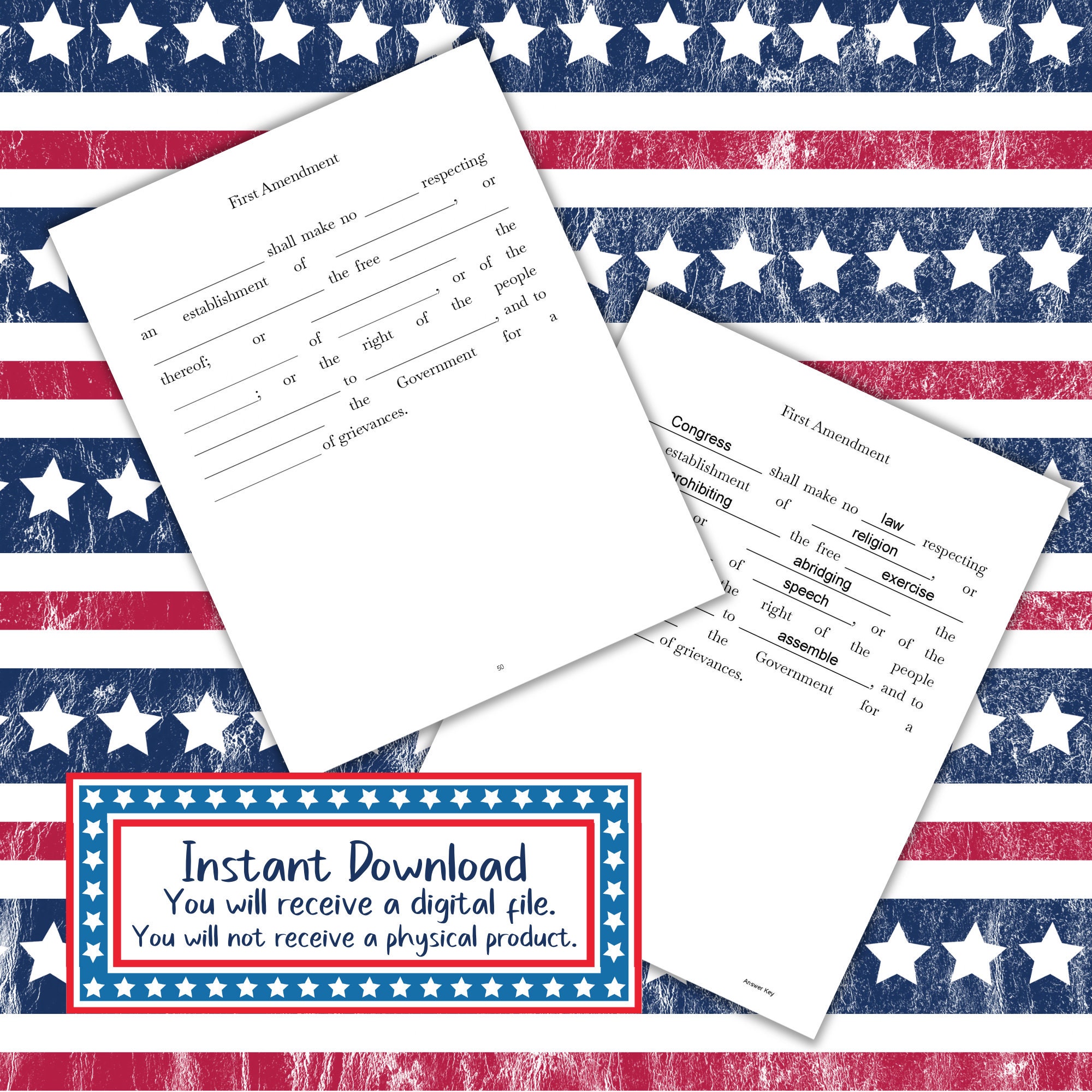 U.S. Constitution Printable Worksheet, Fill-in-the-blank Constitution ...