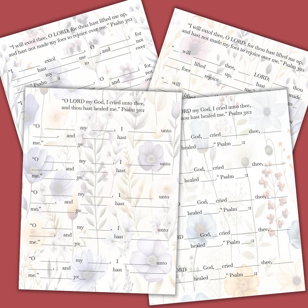 Psalm 30 Bible Study, Printable Worksheet, Bible Activity, Bible Study ...