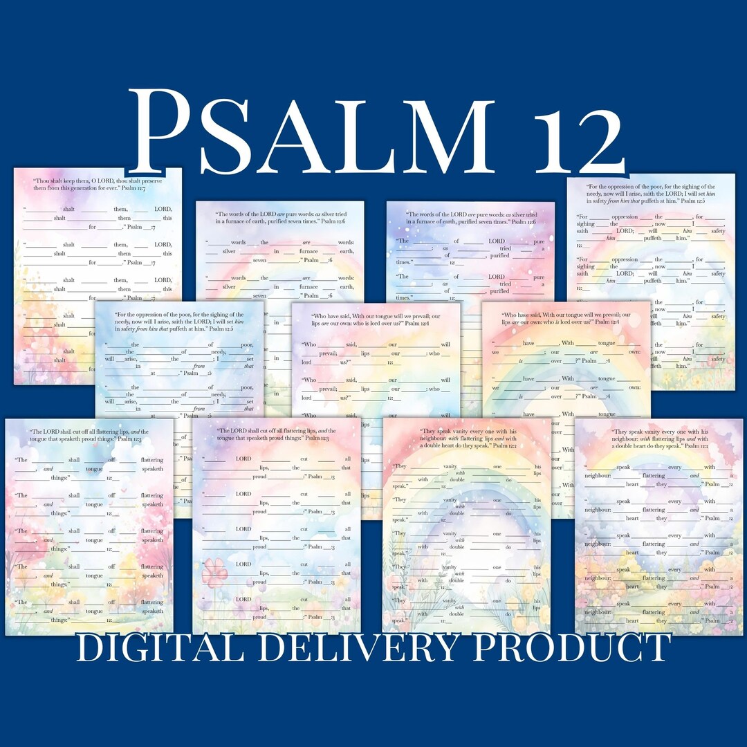 Psalm 12 Bible Study Tool, Fill in the Blank, Printable Worksheet ...