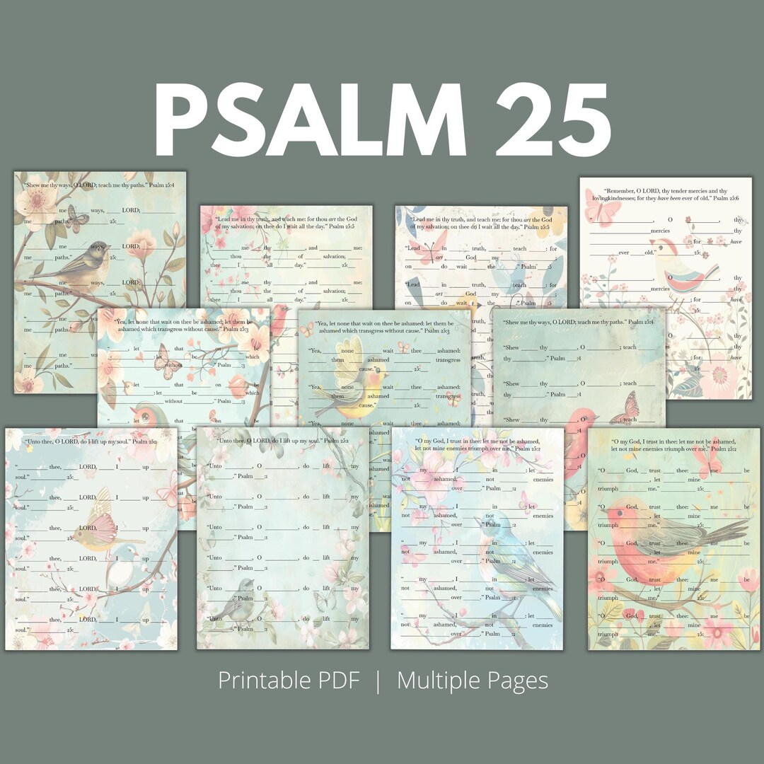 Psalm 25 Bible Study, Printable Bible Study Worksheets, Bible Activity ...