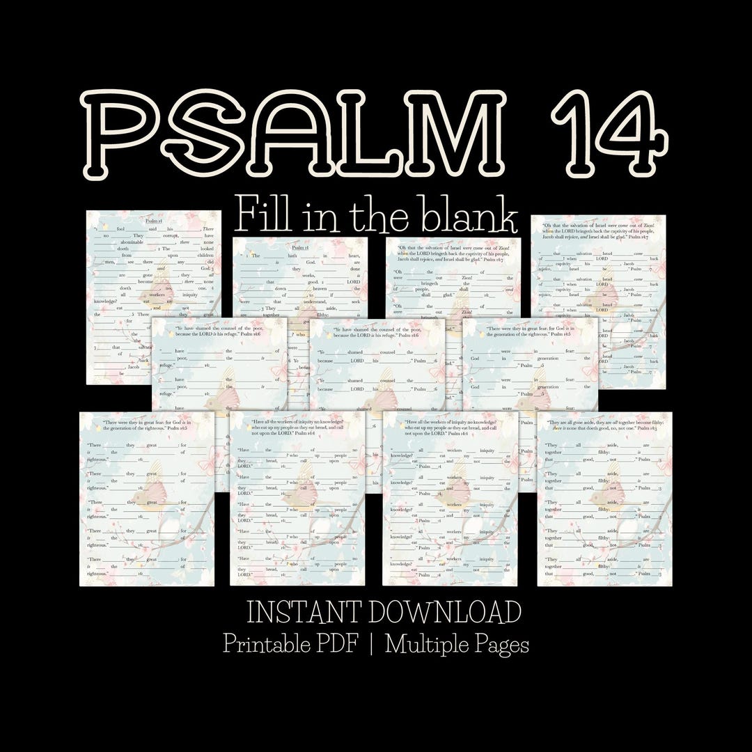 Bible Study Worksheets, Psalm 14 Bible Study, Printable Worksheet ...