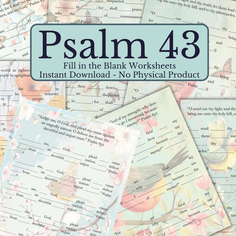 Psalm 43 Bible Study, Printable Worksheet, Bible Activity, Bible Study ...