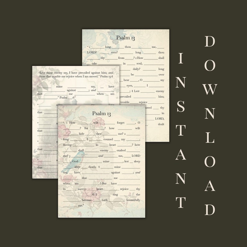 Psalm 13 Bible Study Tool, Fill in the Blank, Printable Worksheet ...