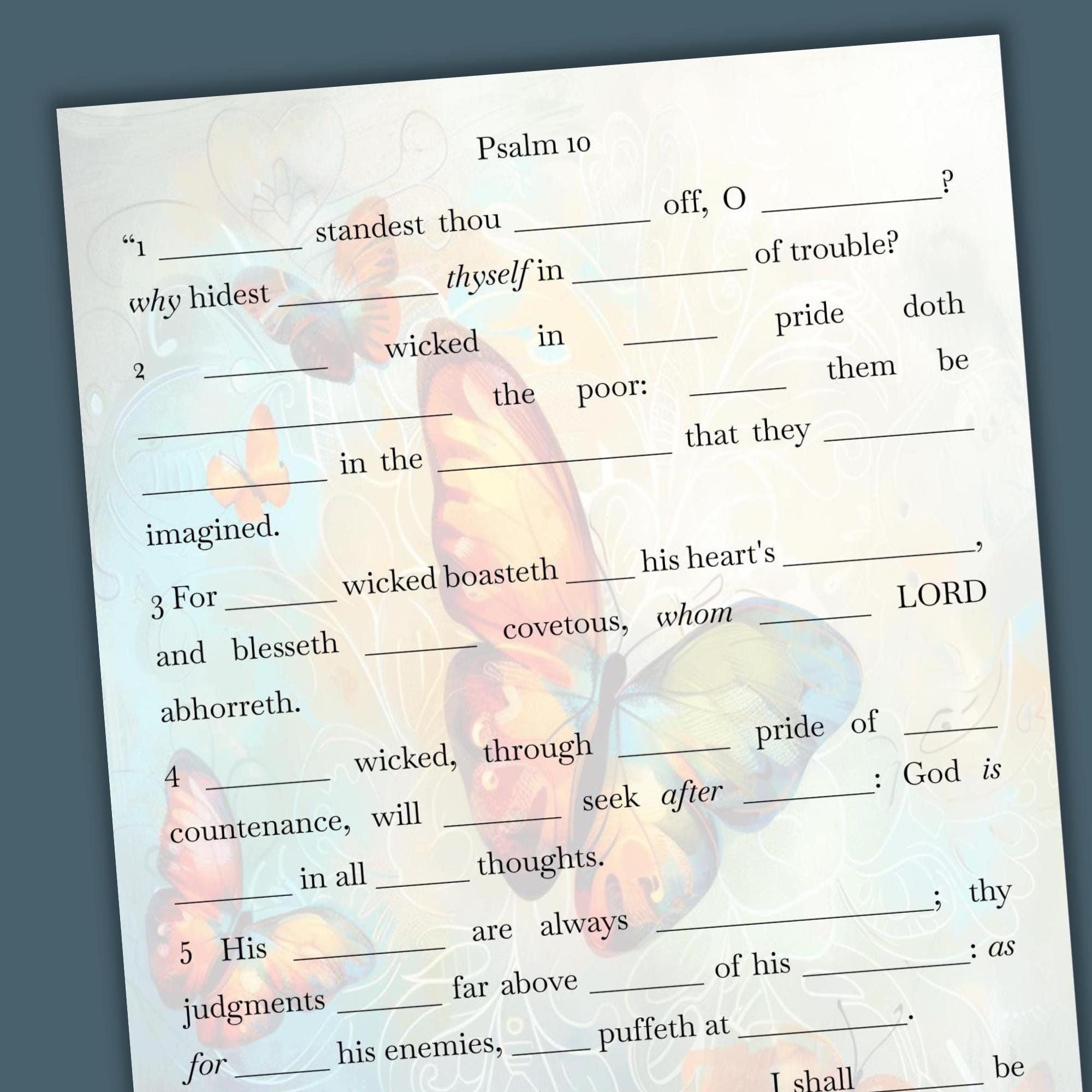 Psalm 10 Bible Study, Printable Worksheet, Bible Activity, Bible Study ...