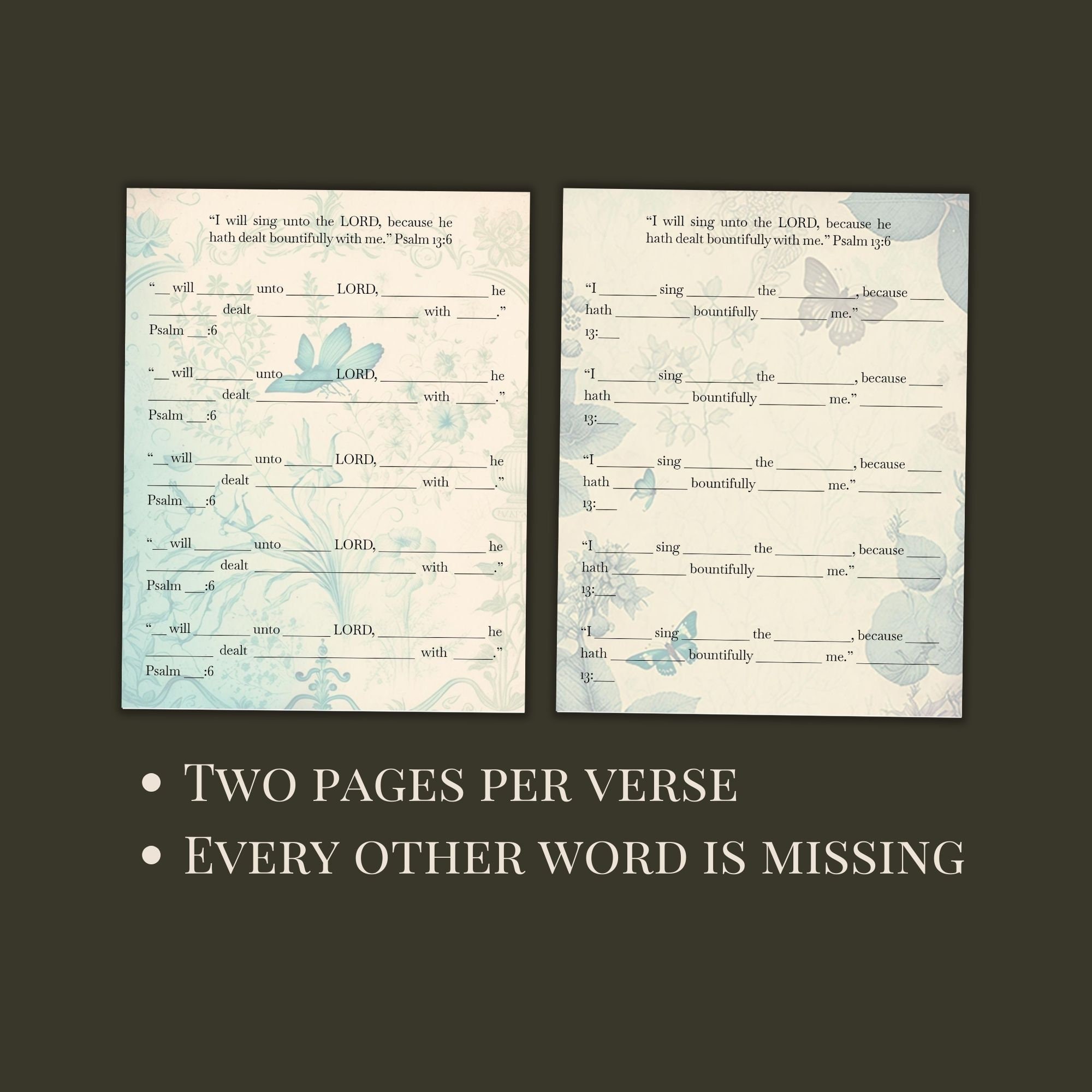 Psalm 13 Bible Study Tool, Fill in the Blank, Printable Worksheet ...