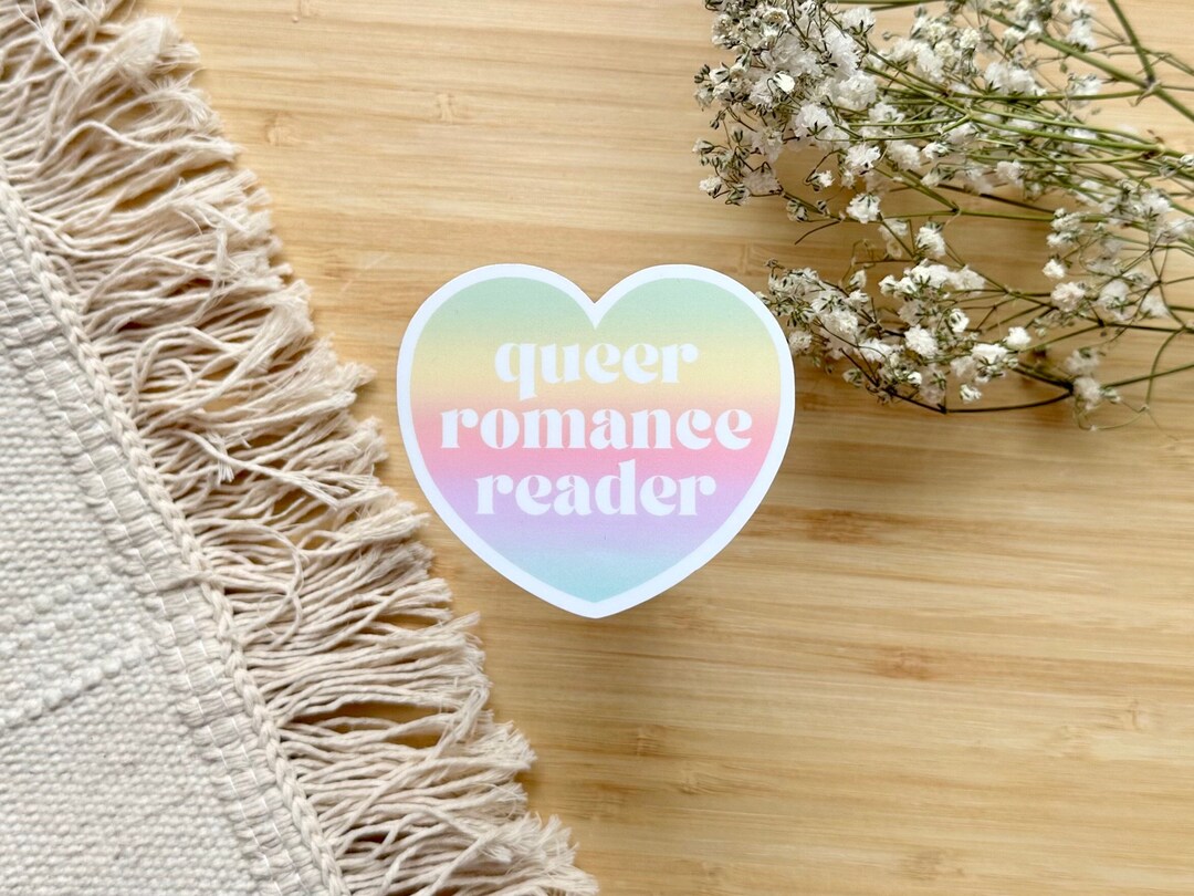 Queer Romance Reader Pastel Rainbow Heart Sticker | Bookish Romance Reader Sticker | Book ...