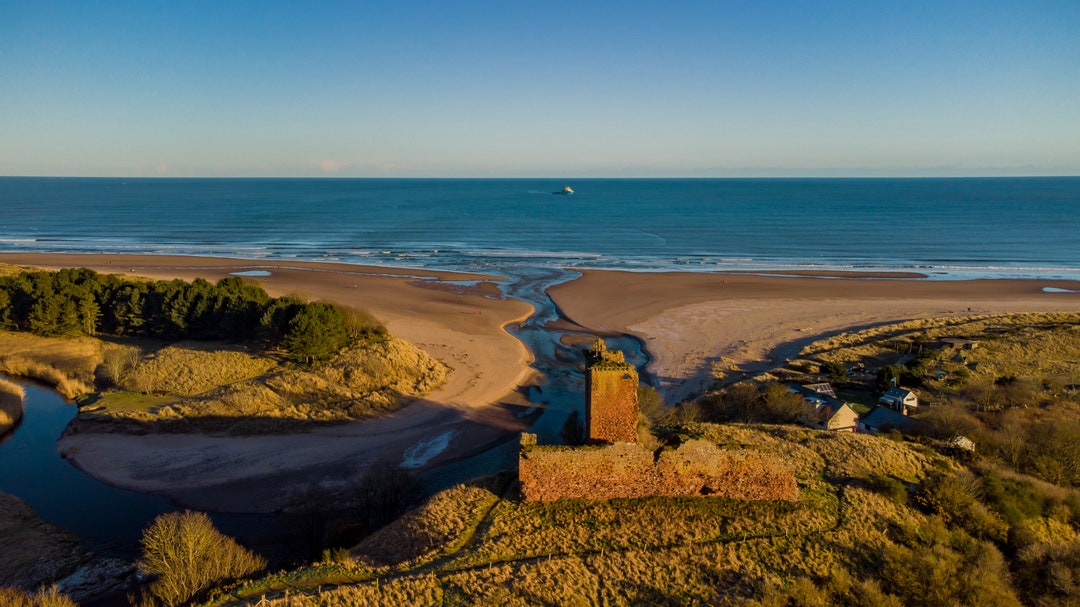 Lunan Bay and the Red Castle From the Air - Etsy