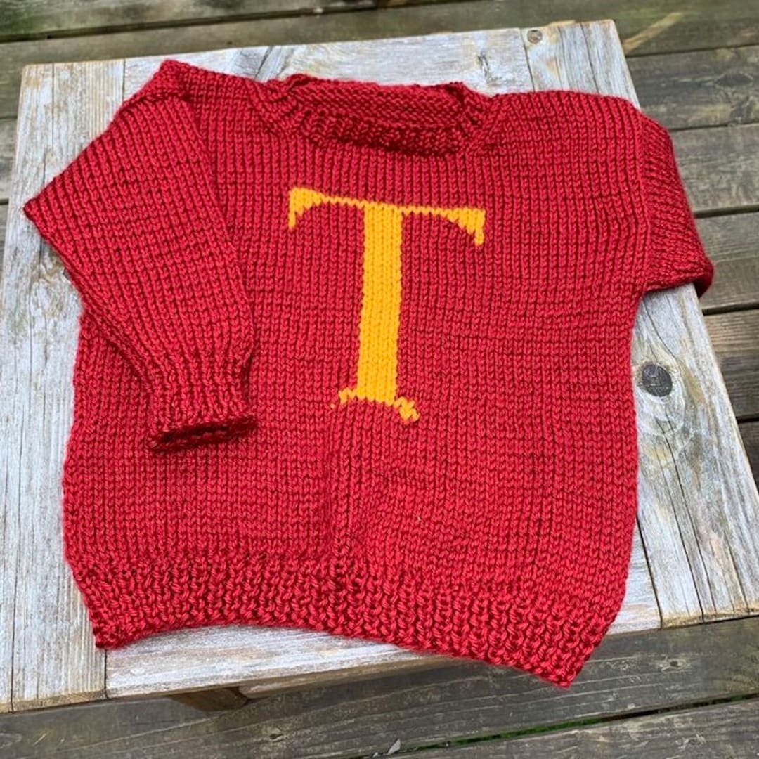 Knit Pattern: Childs Initial Sweater, Weasley Sweater - Etsy